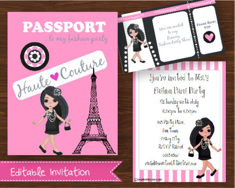 Paris Party Invitation DIY Printable Kit INSTANT DOWNLOAD - Etsy