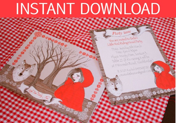 Little Red Riding Hood Invitation DIY Printable - INSTANT DOWNLOAD by ...