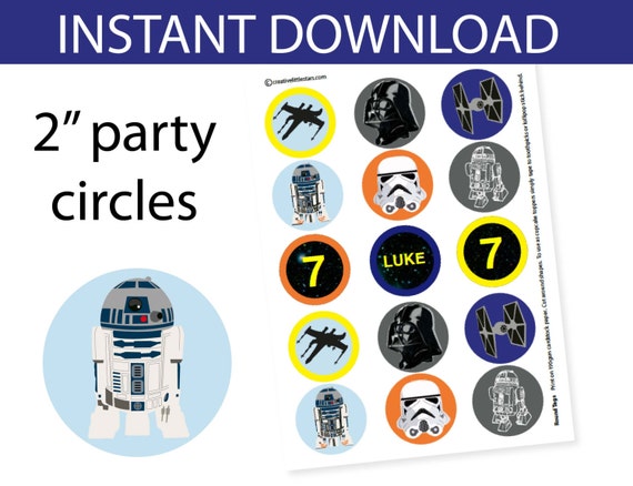 Star Wars Toppers DIY Printable - INSTANT DOWNLOAD - Retro Star Wars ...
