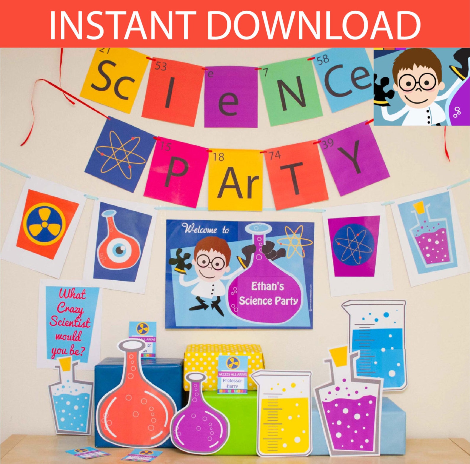 Science Party Decorations & Props Printable Kit INSTANT - Etsy