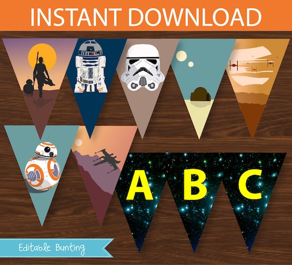 Star Wars Banner DIY Printable - INSTANT DOWNLOAD - Retro Star Wars ...