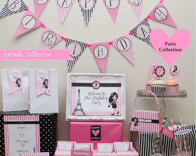 Paris Party DIY Printable Kit INSTANT DOWNLOAD - Etsy