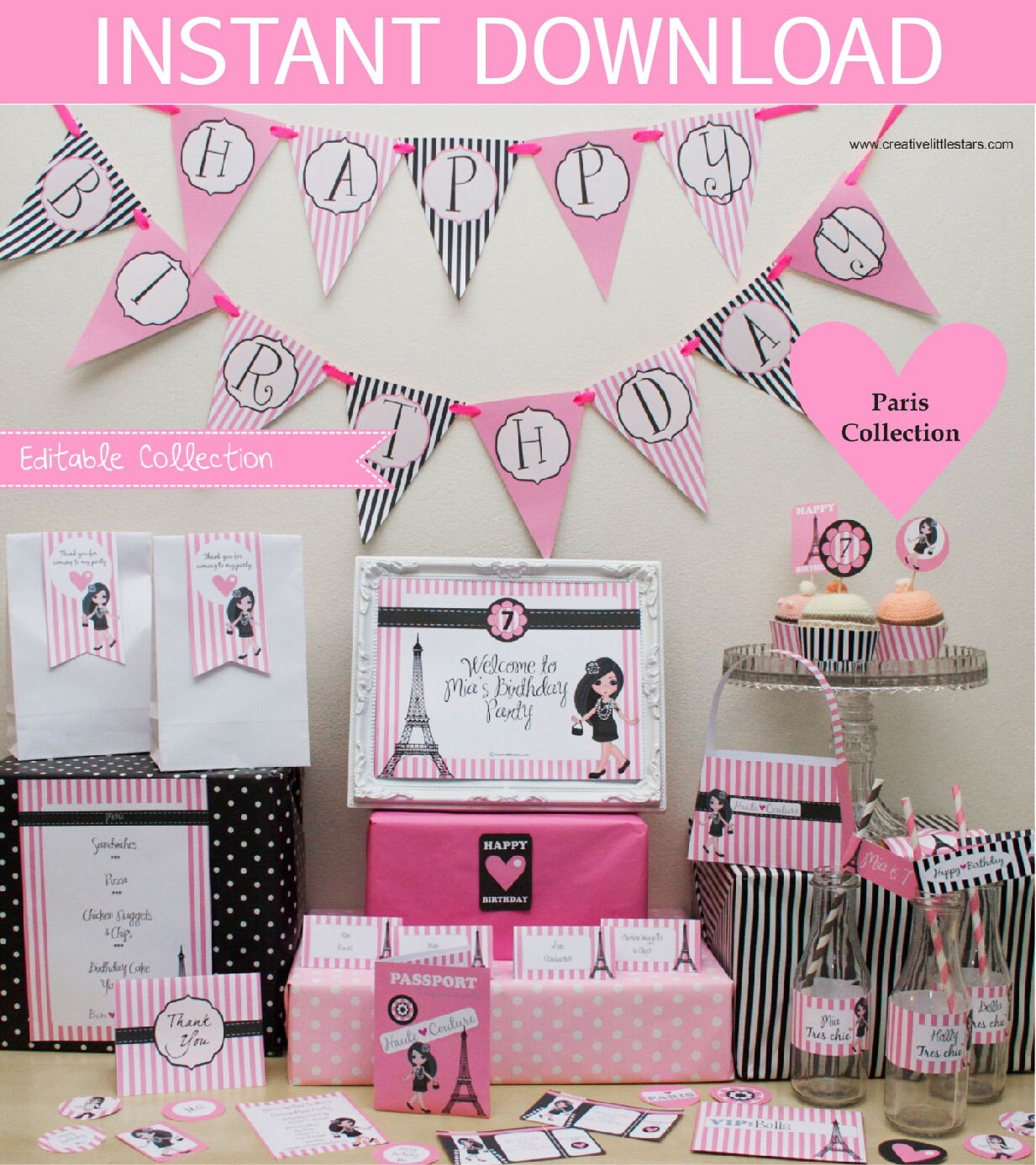 Paris Party DIY Printable Kit INSTANT DOWNLOAD | Etsy