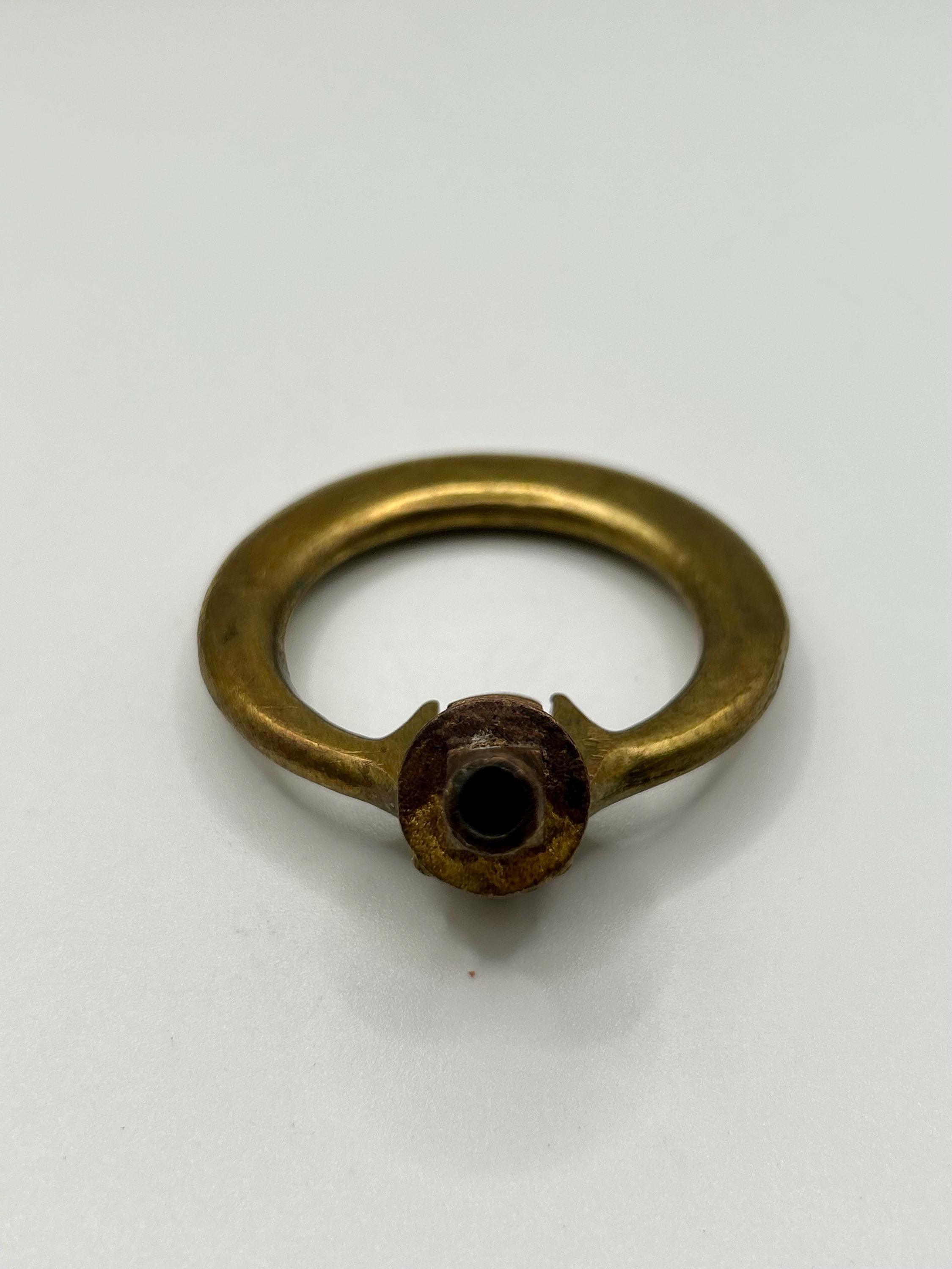 Vintage Solid Brass Ring Pull – Antique Drawer Ring Handle – Threaded ...