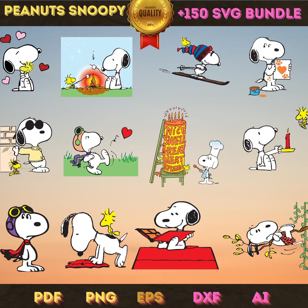 150+ Bundle Snoopy Peanuts SVG Bundle, Cute Digital Clipart for Crafts ...