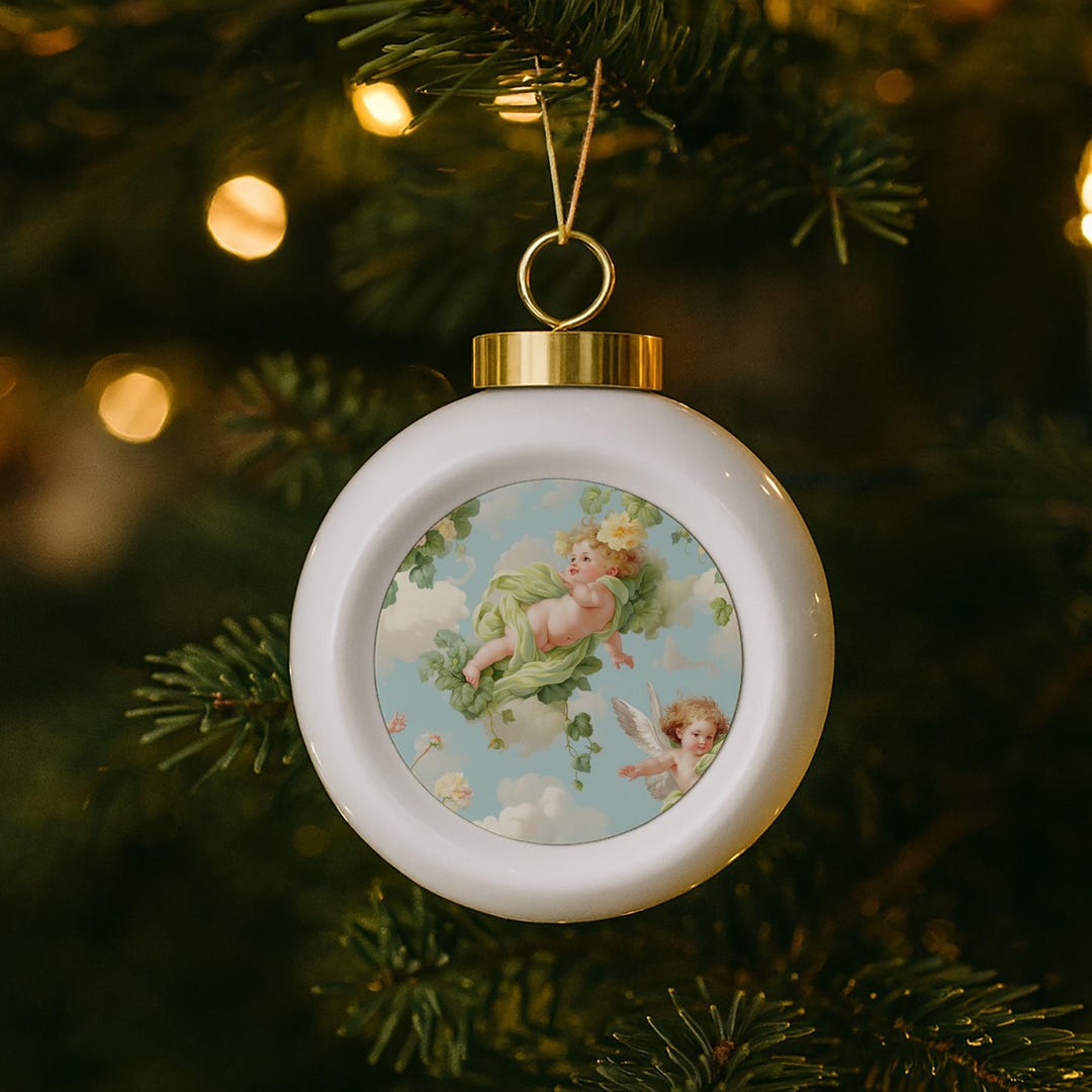 Rococo Cherub Christmas Ball Ornament, Vintage Pastel Floral Decor - Etsy
