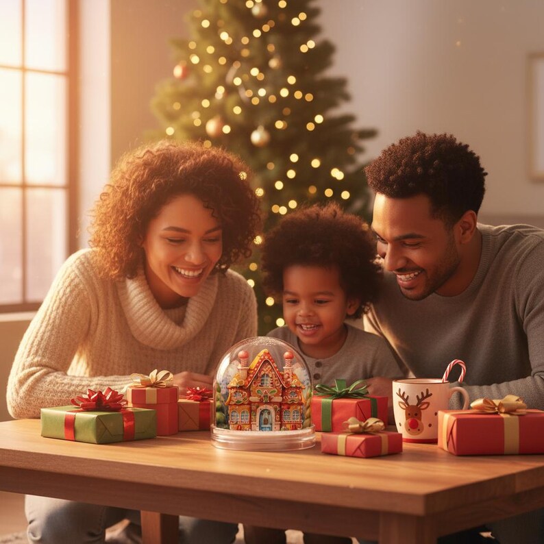 Gingerbread House Snow Globe, Watercolor Christmas Decor, Whimsical ...