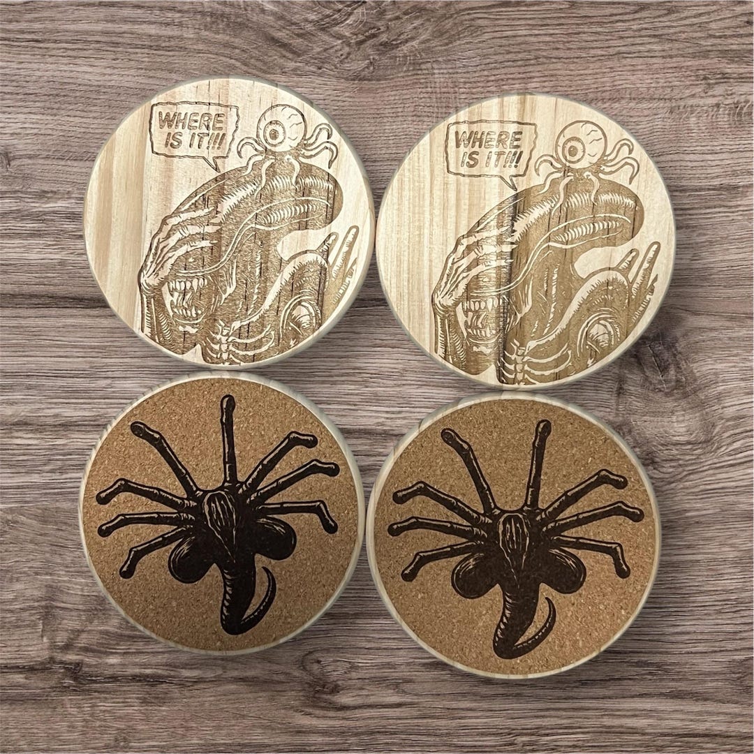 Alien Earth Timber Engraved Drink Coasters 4pc - Etsy