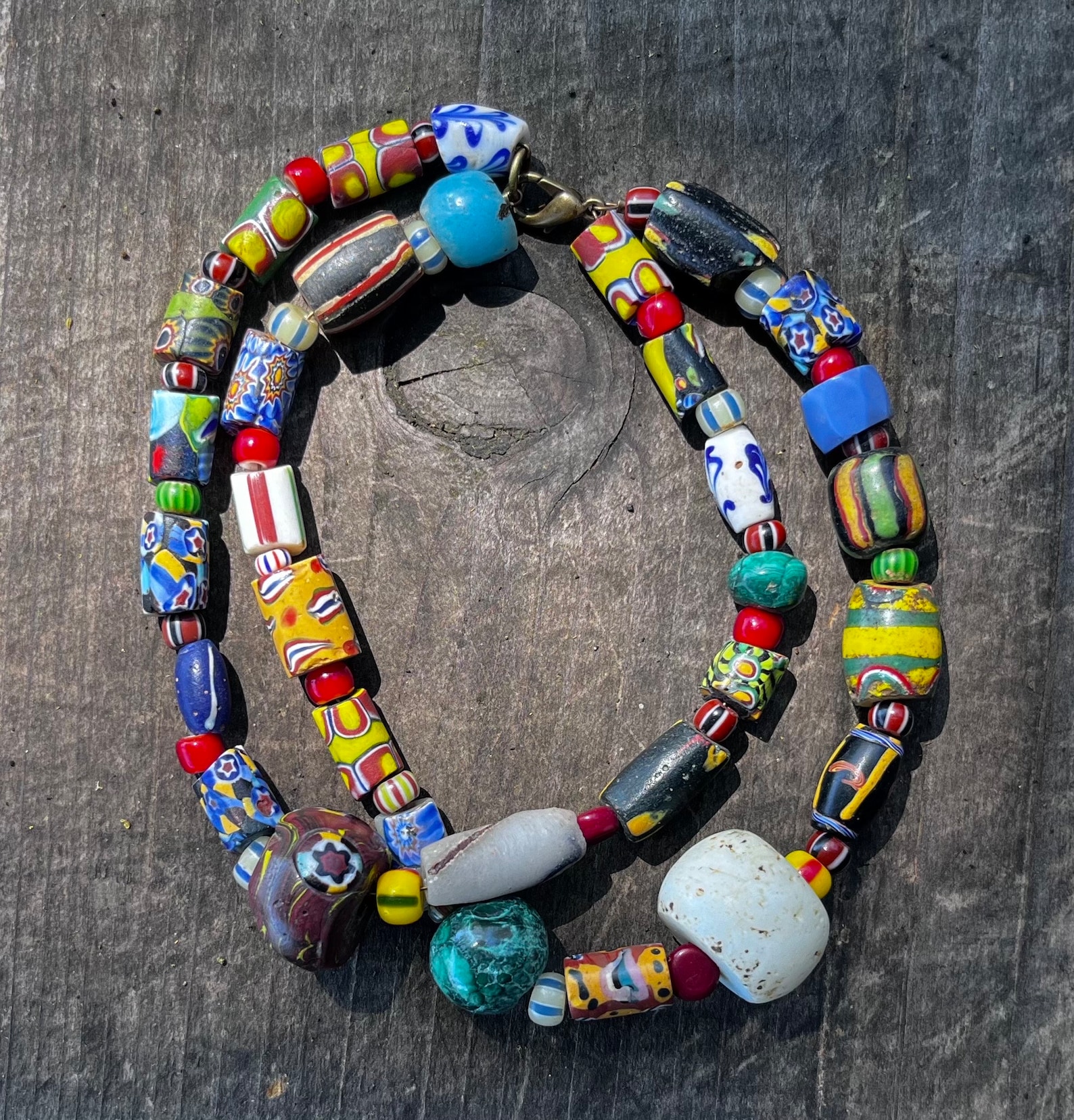 Vintage - Antique African Trade Bead Bracelet Chevron Venetian Glass ...