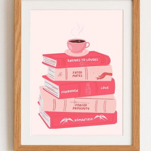 Romantasy Book Stack Wall Art | Digital Print | Book Wall Art Decor ...