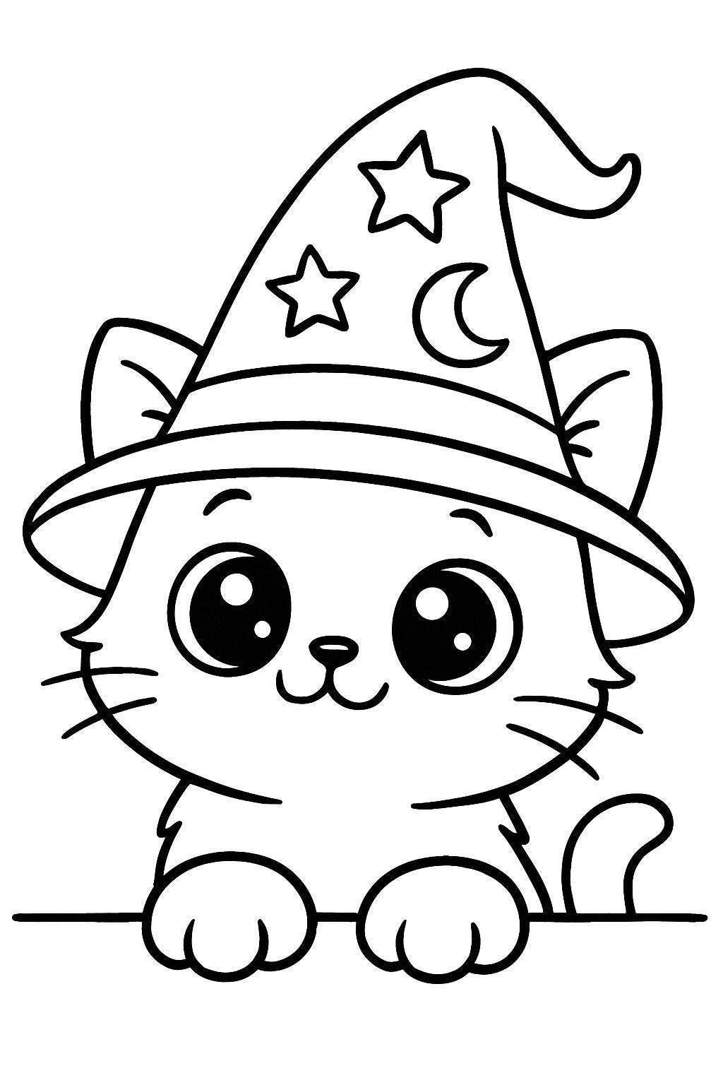 Cute Cat Coloring Page - Etsy