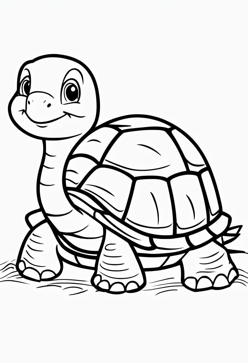 Coloring Page Happy Turtle Animal Coloring Page for Digital Download - Etsy