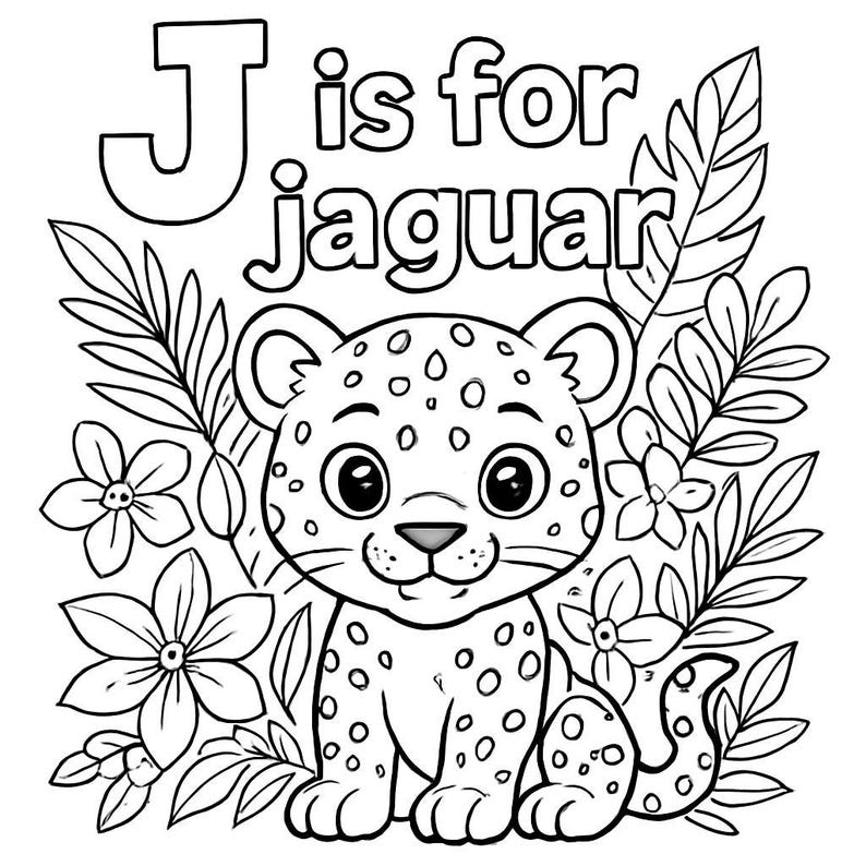 Coloring Pages Alphabet Letters F to J Animal Theme for Digital ...