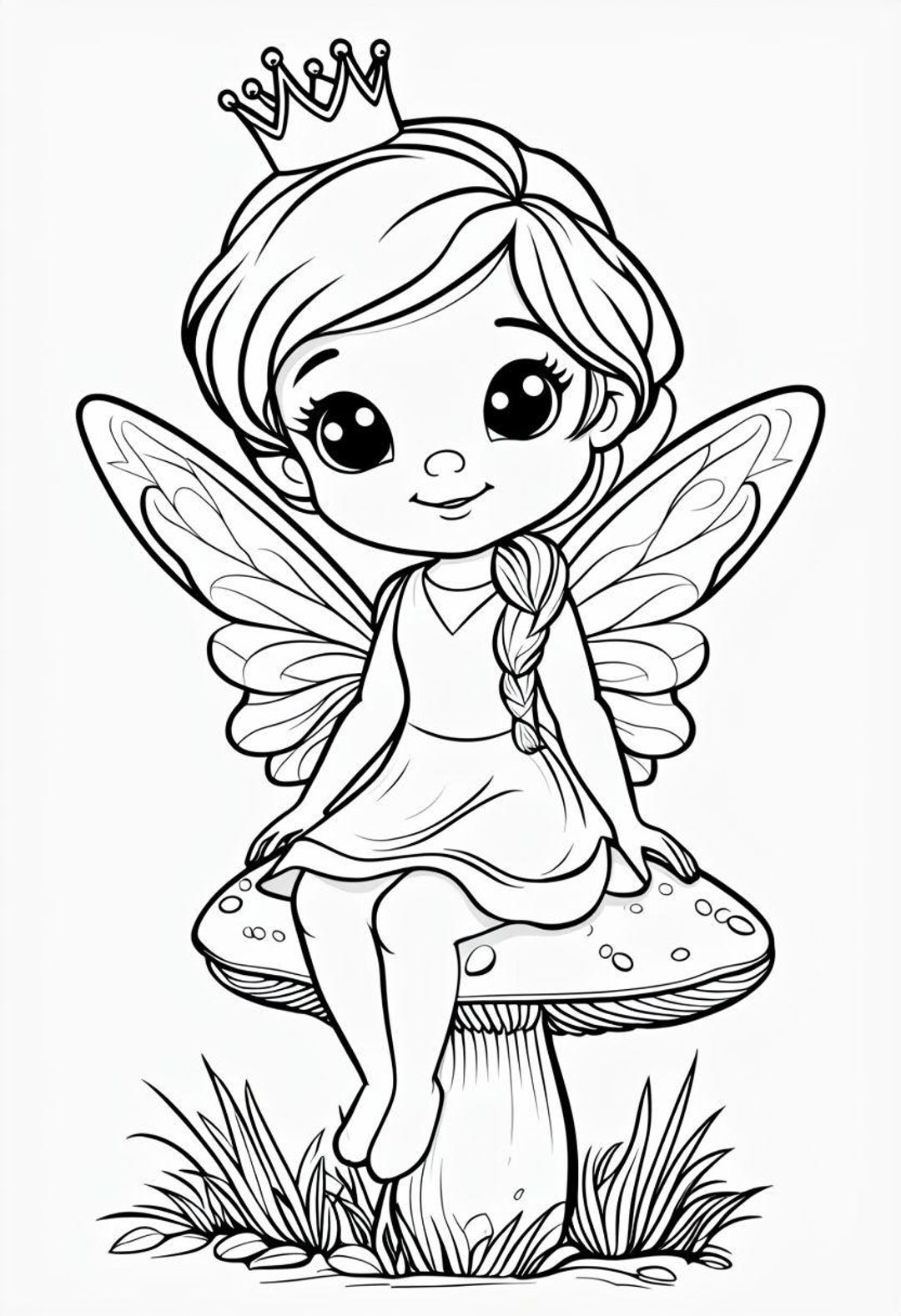 Cute Fairy Coloring Page - Etsy