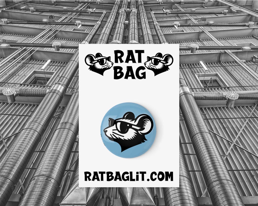 Ratty - Blue Rat Bag Logo Pin - 1-inch Pinback Button, Funny Writer ...