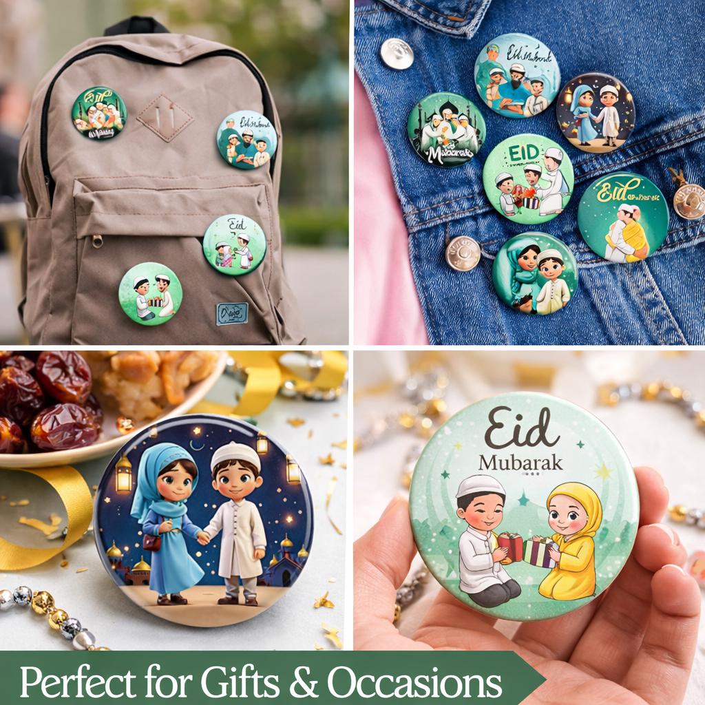 Eid Mubarak Pin Buttons – Ramadan Party Favors for Kids – Festival ...