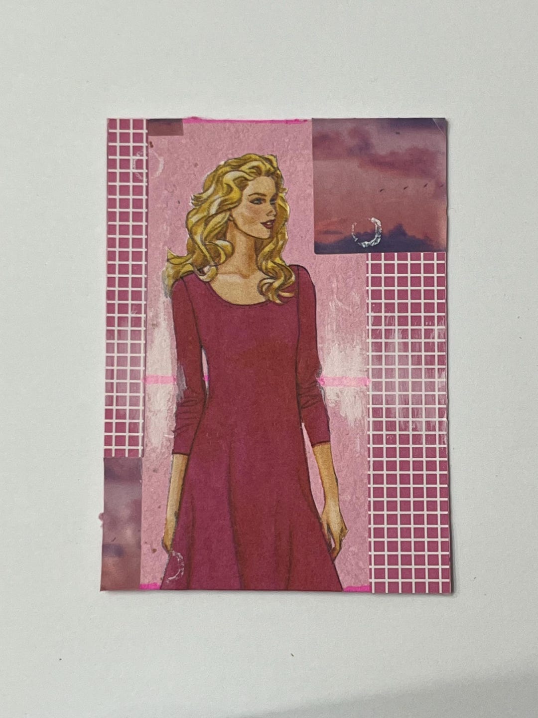 Flamingo Flow ACEO: Handmade Mixed Media Collage Art Card - Etsy