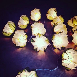 Handmade White Lotus Flower With Leaf String Lights for | Etsy