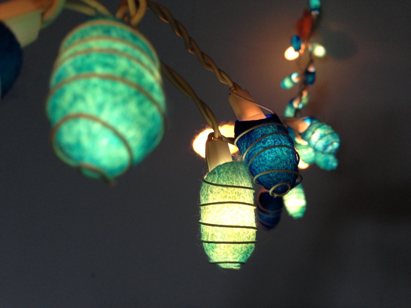 Handmade Ocean Blue Cocoon String Lights for - Etsy Canada