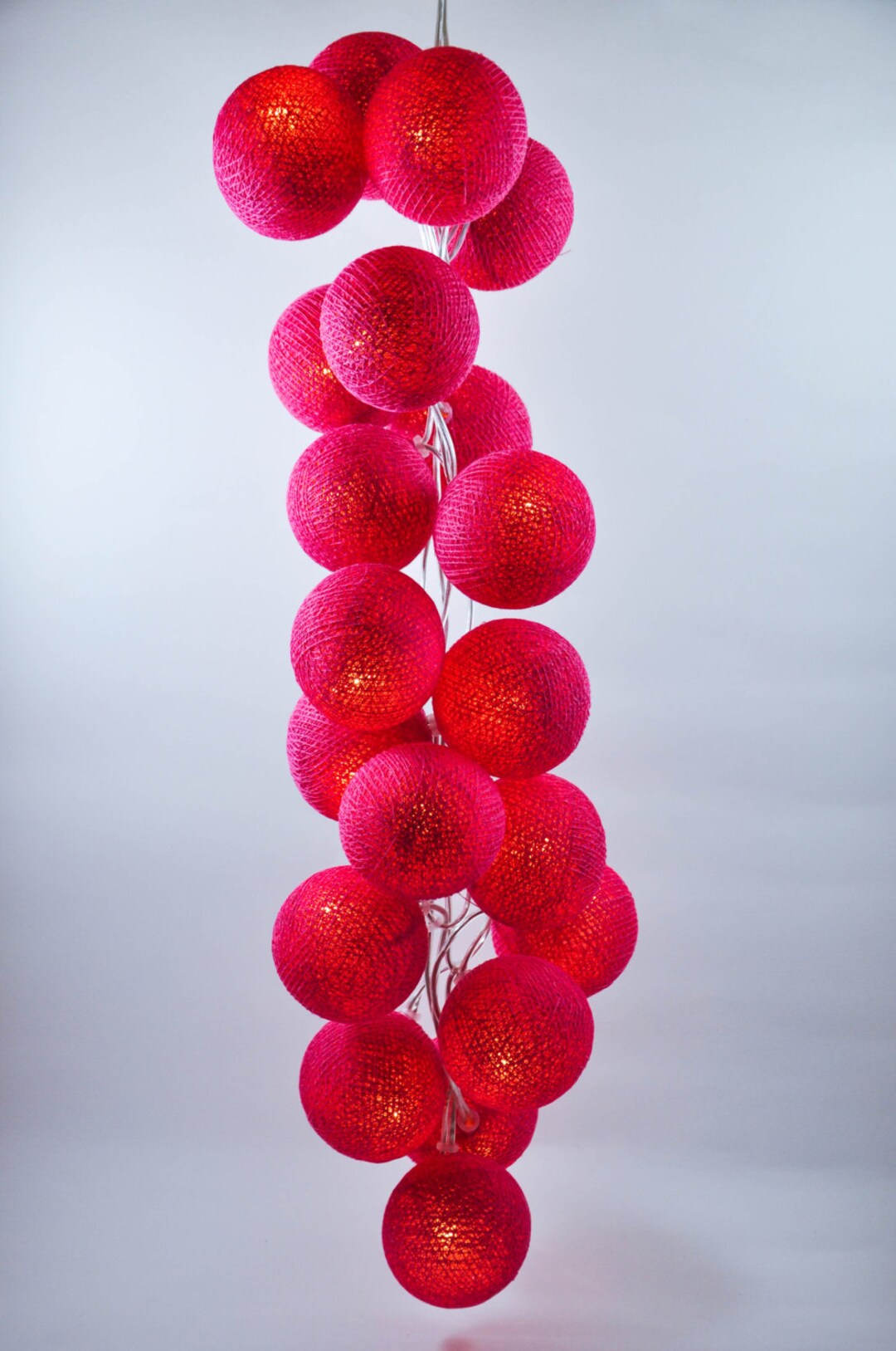 35 Bulbs Raspberry Cotton Ball String Lights for - Etsy
