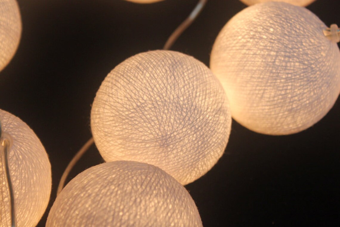 Handmade Classic White Cotton Ball String Lights for - Etsy