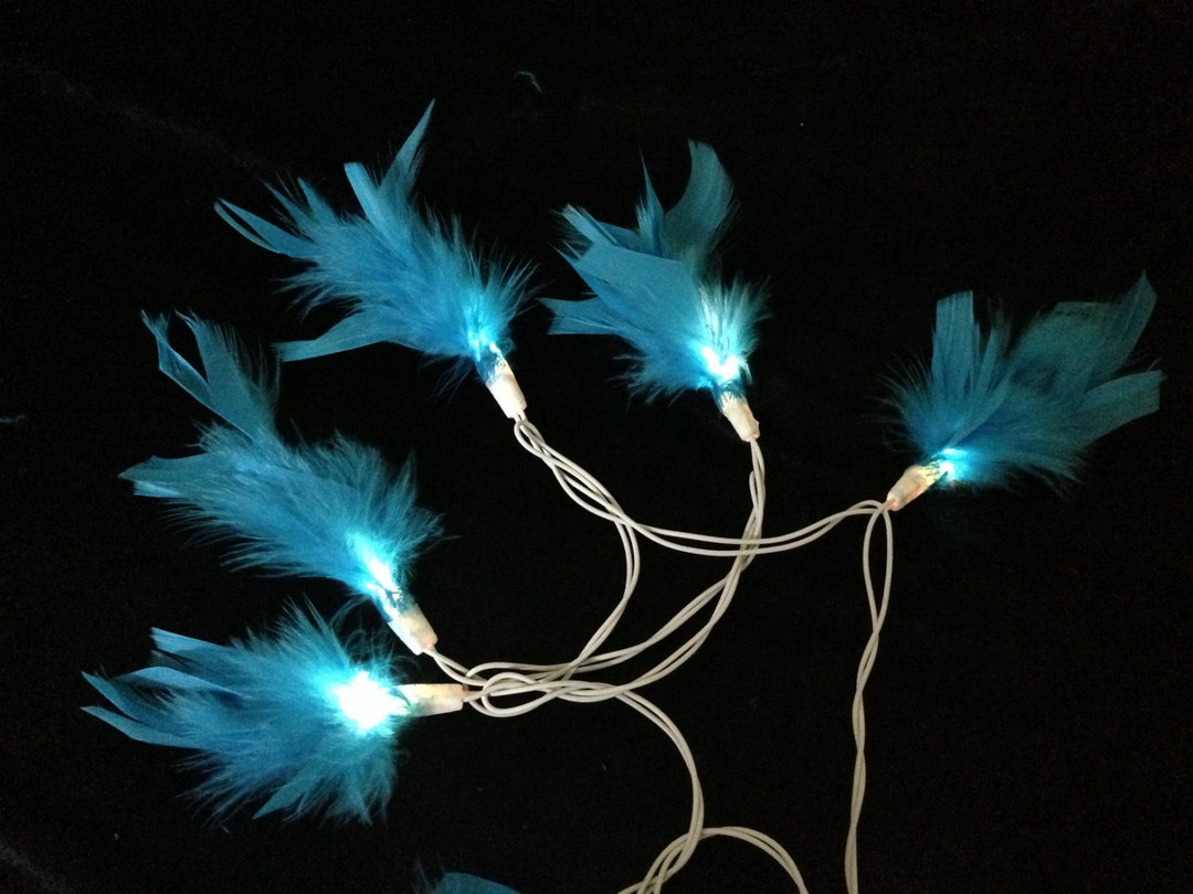20 Bulbs Blue Fluffy Feather String Lights for - Etsy