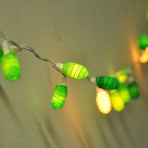 35 Bulbs Green and White Tones Cocoon String Lights for - Etsy