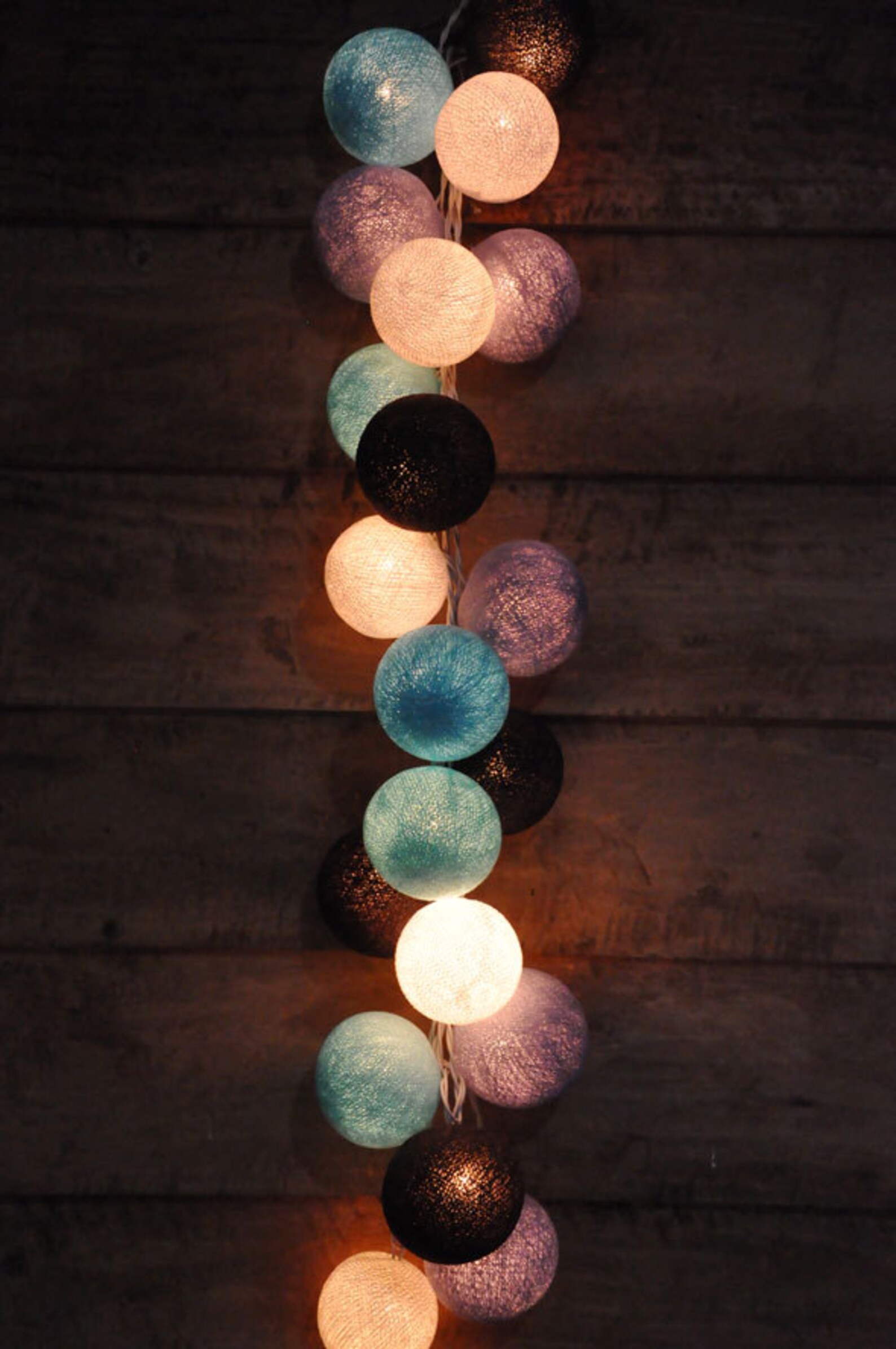 Retro Mixed Purple Black Bule & White Cotton Ball String - Etsy Canada