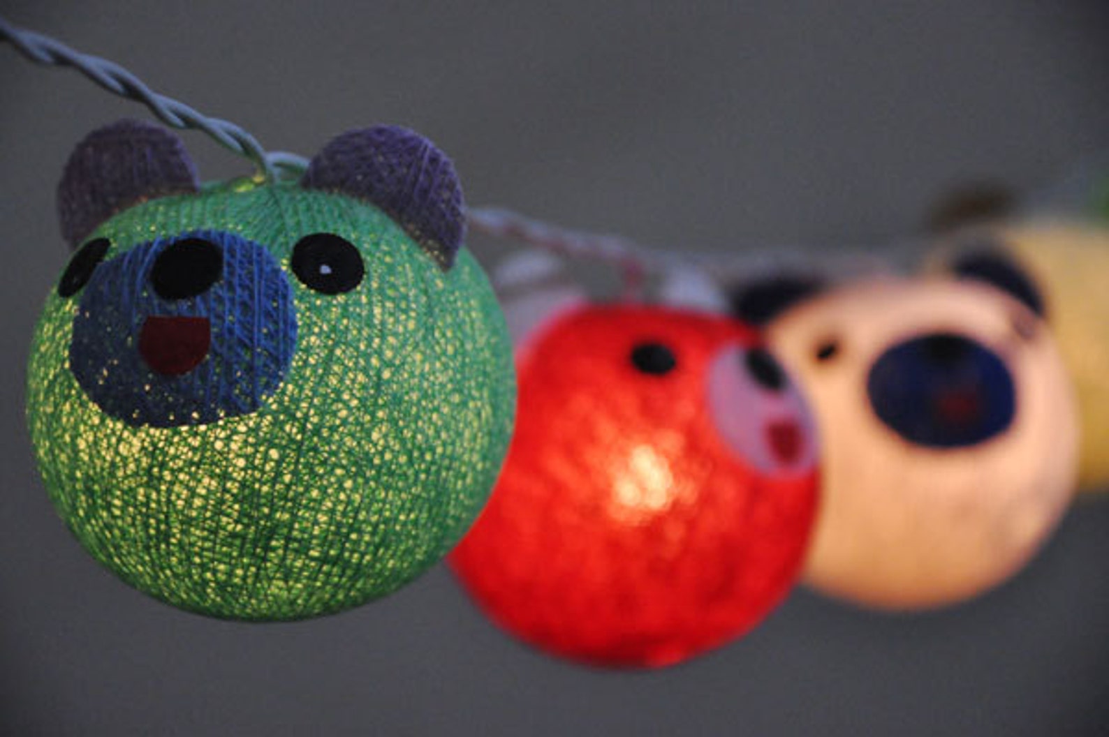 20 Bulbs Cutie Bear Kids Party Cotton Ball String Lights for - Etsy