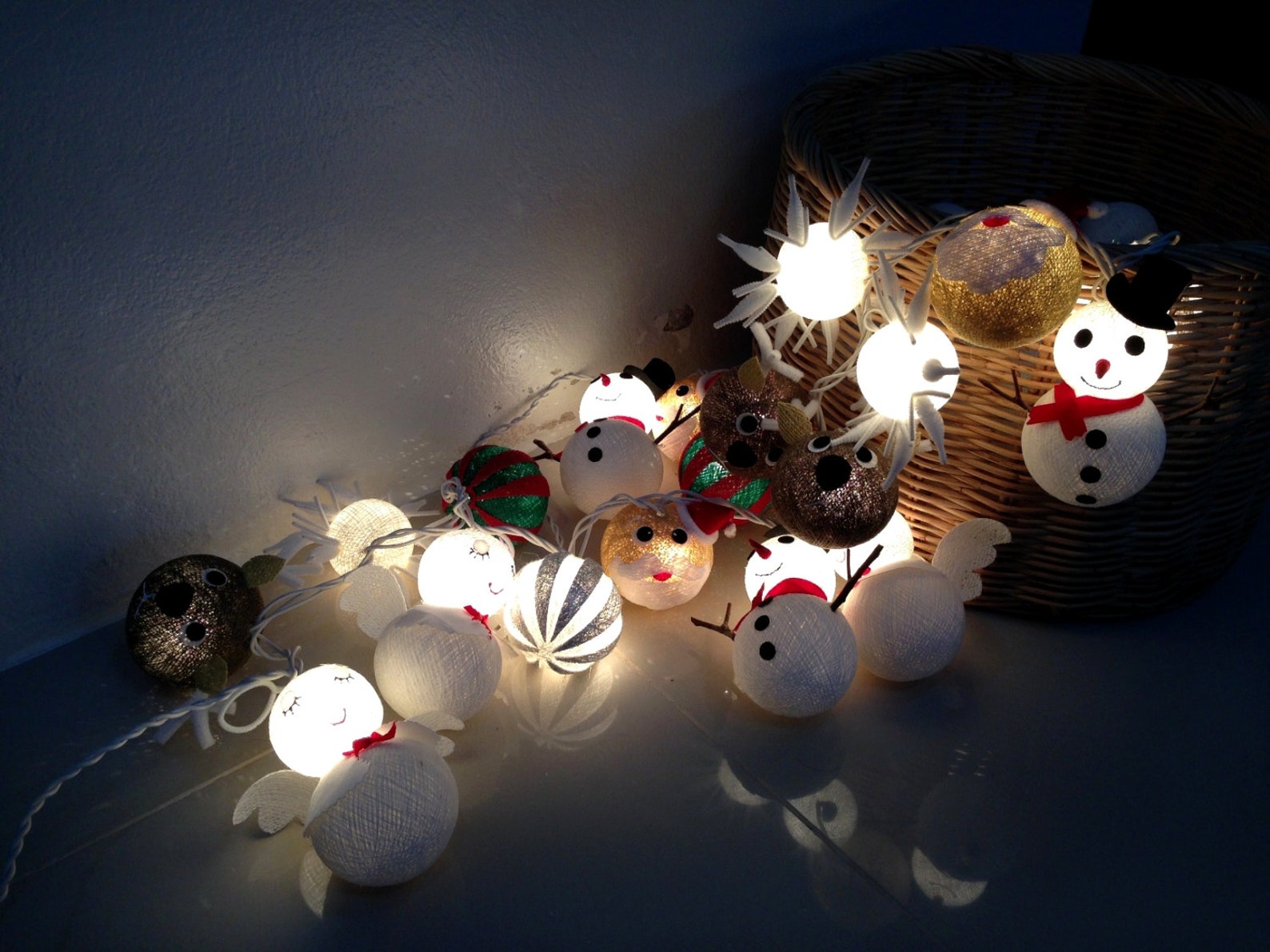 Christmas Set Cotton Ball String Lights Cotton Ball String | Etsy