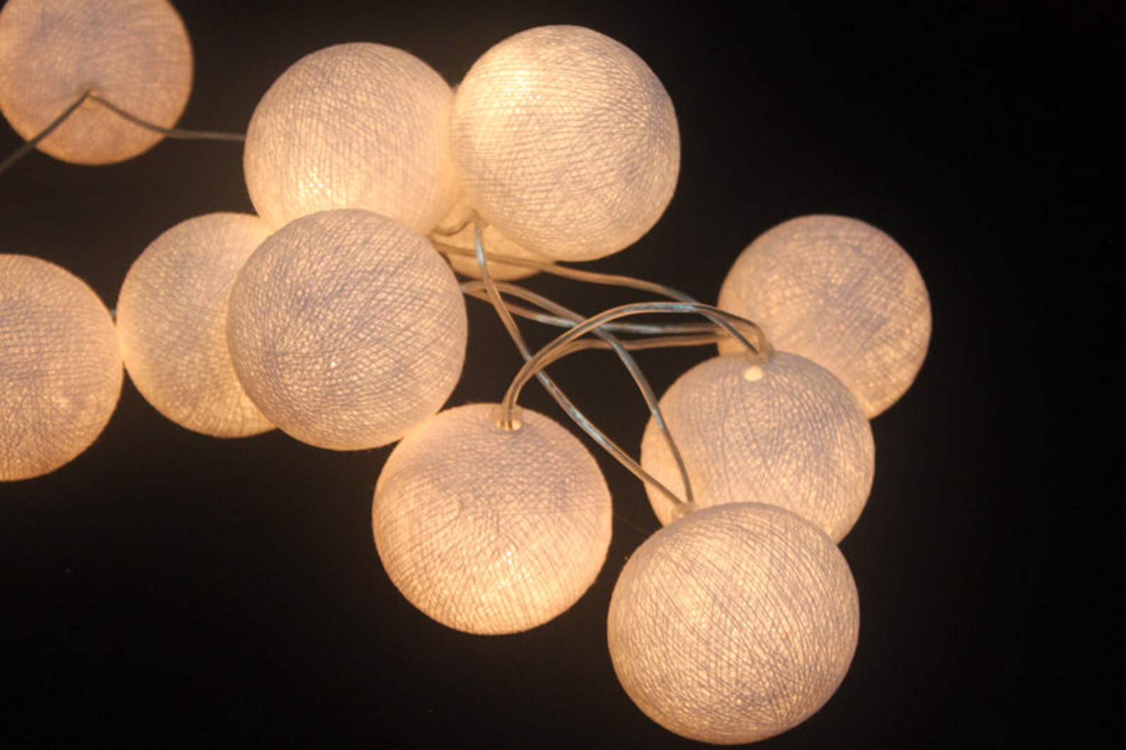 Handmade Classic White Cotton Ball String Lights for - Etsy