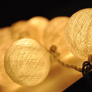 Handmade Ivory White Cotton Ball String Lights for - Etsy