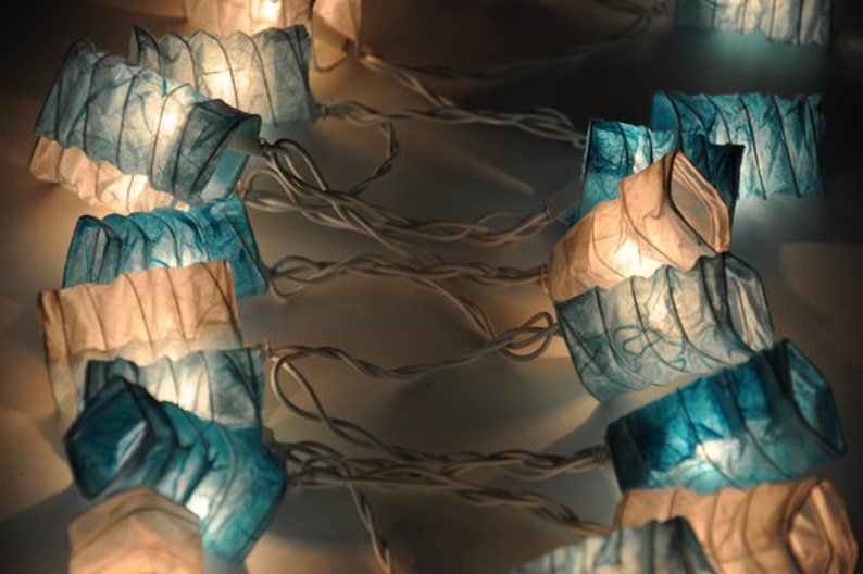 Blue and White mulberry paper Geometry spring Lanterns for | Etsy