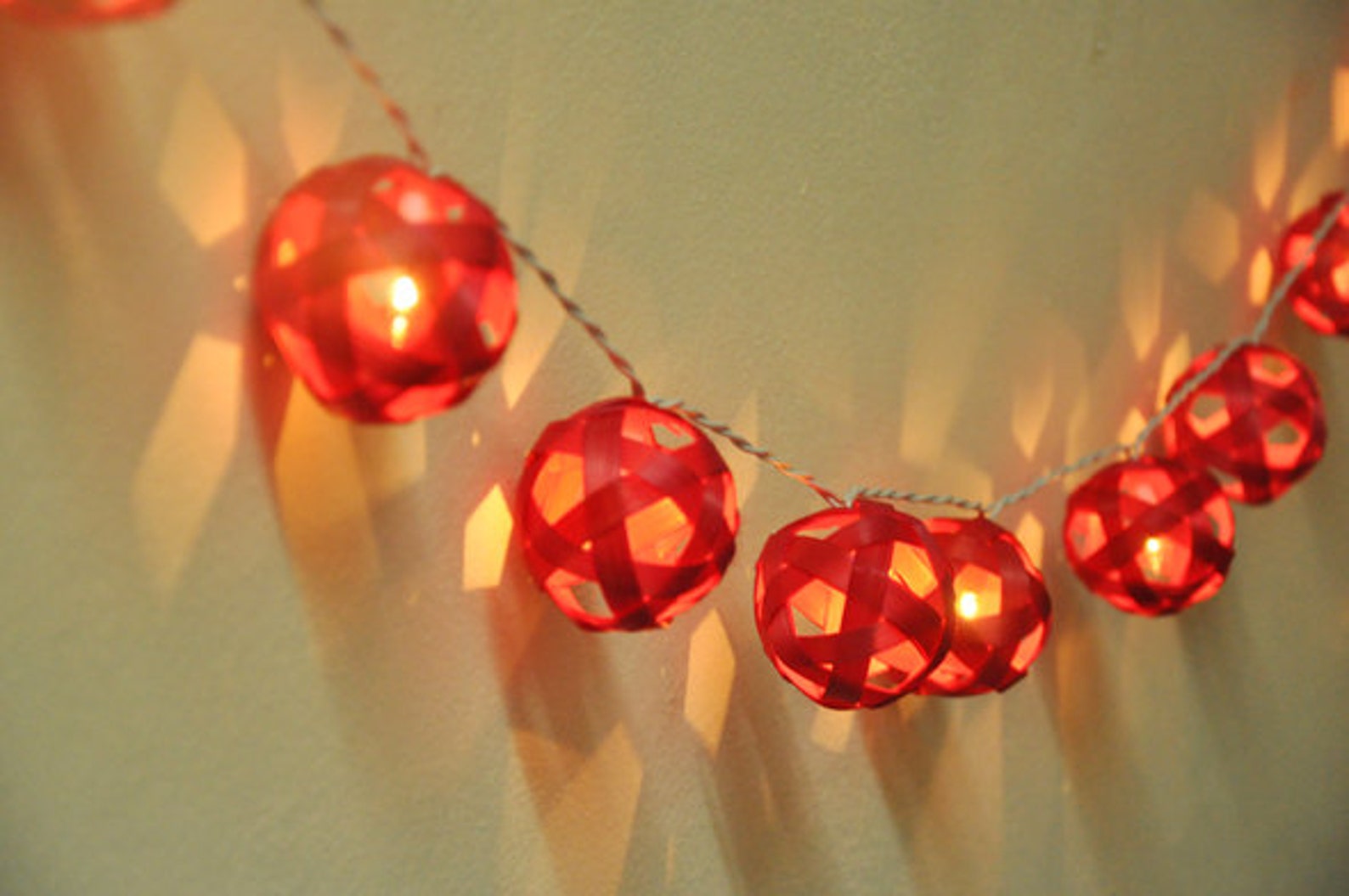 20 Bulbs Red Bamboo Ball String Lights for Patioweddingparty | Etsy