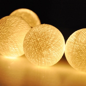 Handmade Ivory White Cotton Ball String Lights for - Etsy
