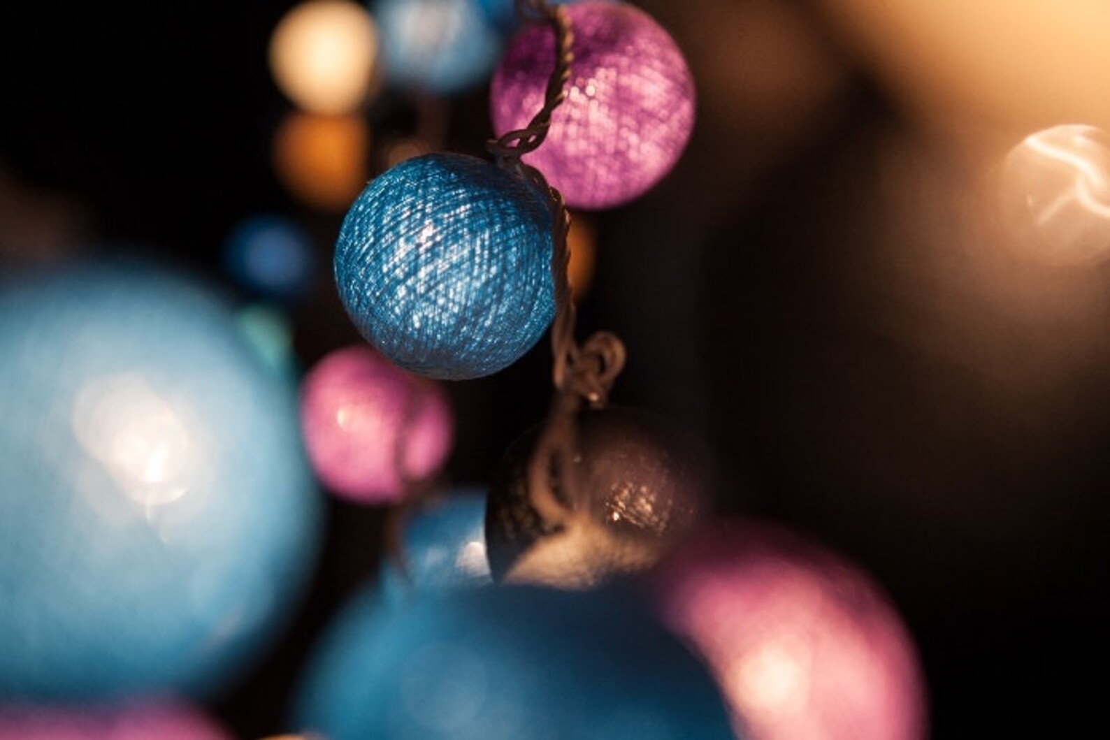 Handmade Mixed Pastel Purple cotton ball string lights for | Etsy
