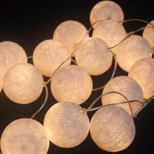 Handmade Classic White Cotton Ball String Lights for Patio,wedding ...