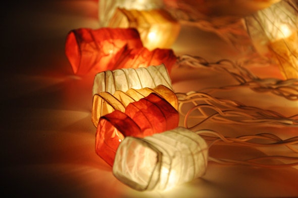 Orange Tone Mulberry Paper Geometry Spring Lanterns for Party - Etsy