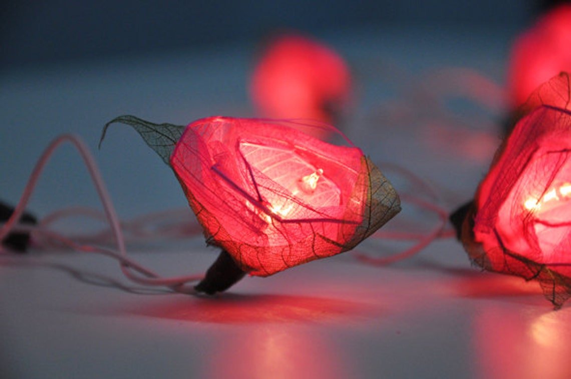 Pink Rose String Lights for Patioweddingparty and Decoration - Etsy