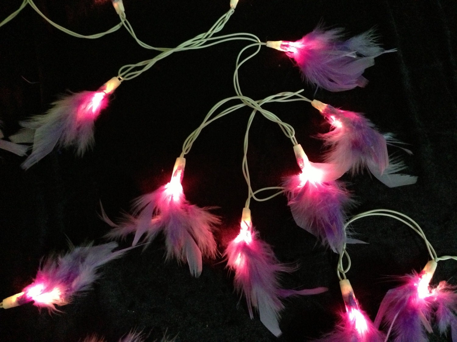 20 Bulbs Purple fluffy feather string lights for | Etsy