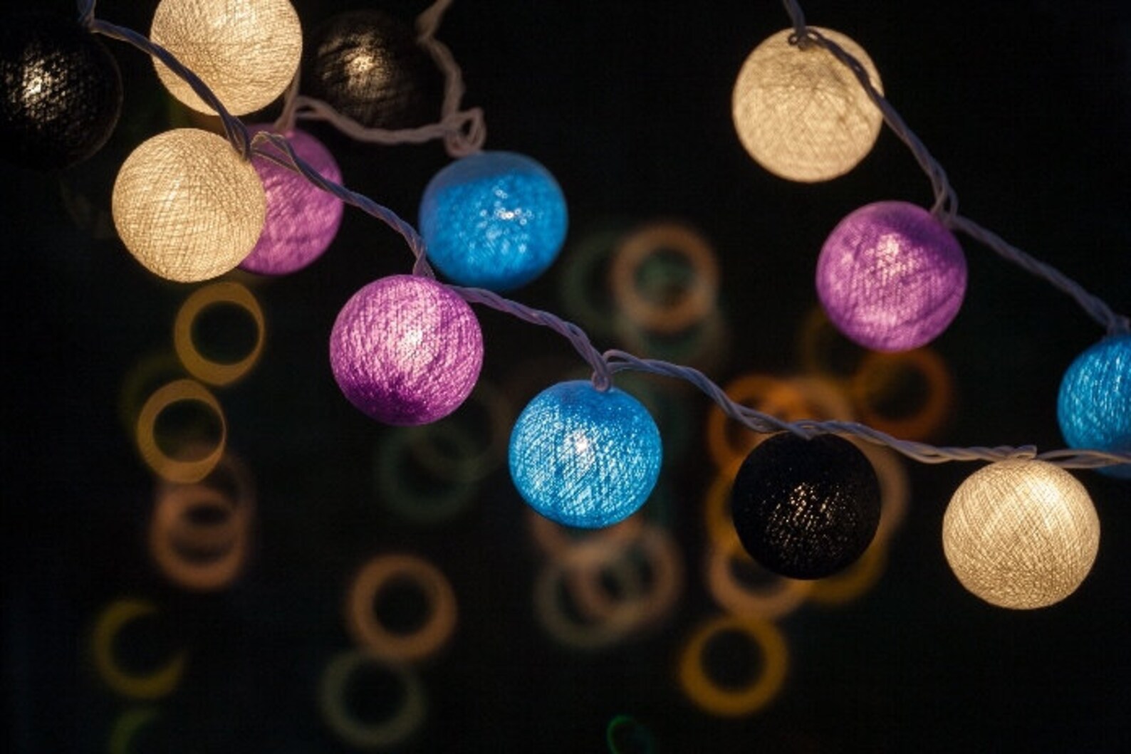 Handmade Mixed Pastel Purple Cotton Ball String Lights for - Etsy