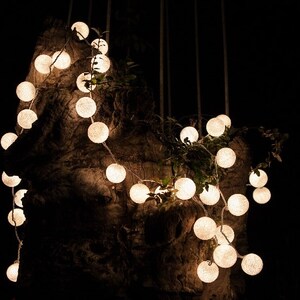 White Cotton Ball String Lights for Party, Partio, Party Lights ...