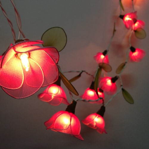 Handmade Pink Flower String Lights for Patioweddingparty and - Etsy