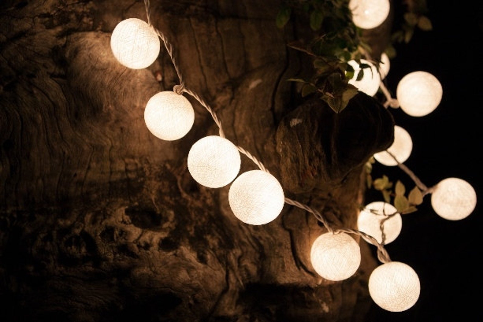 White Cotton Ball String Lights for Party Partio Party - Etsy