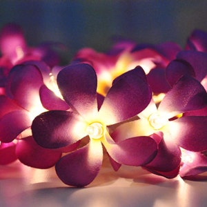 Purple Frangipani Flower String Lights for Patioweddingparty - Etsy