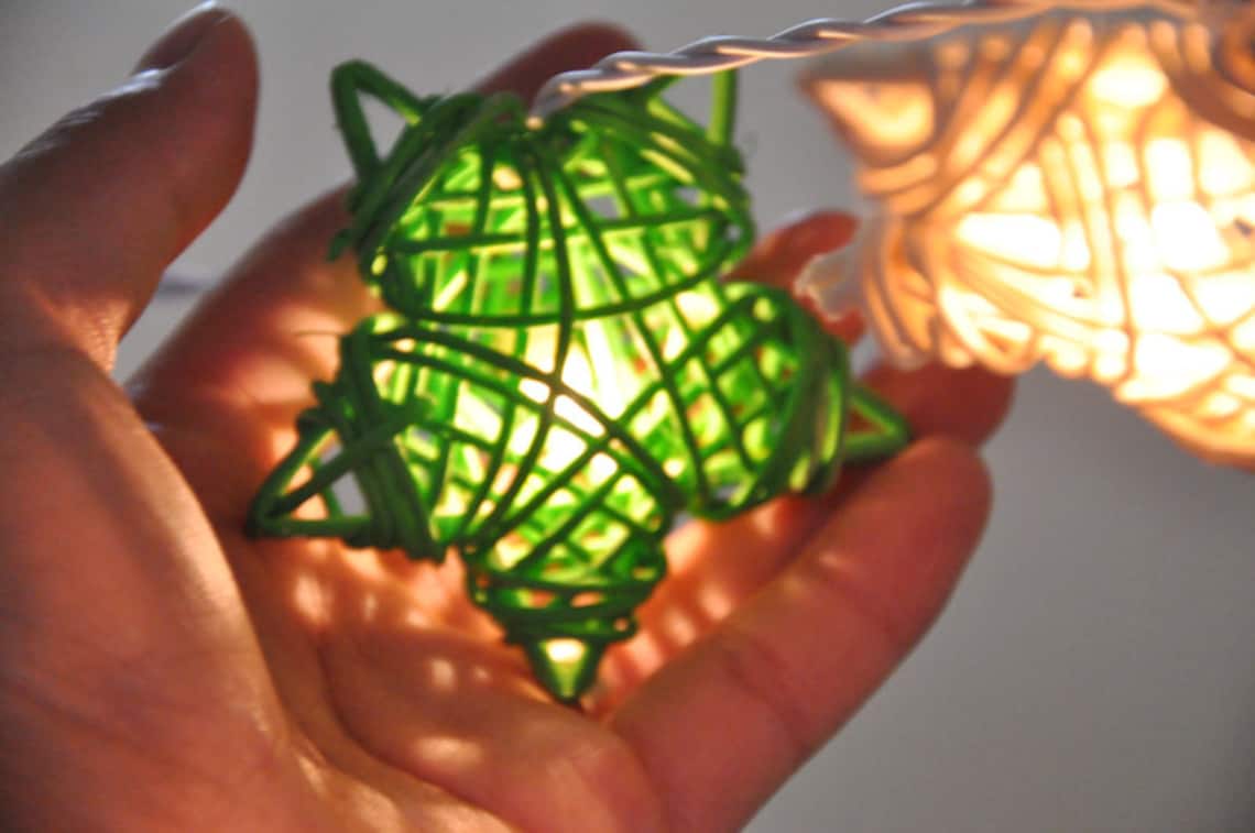Handmade Colorful Rattan Star String Lights for | Etsy