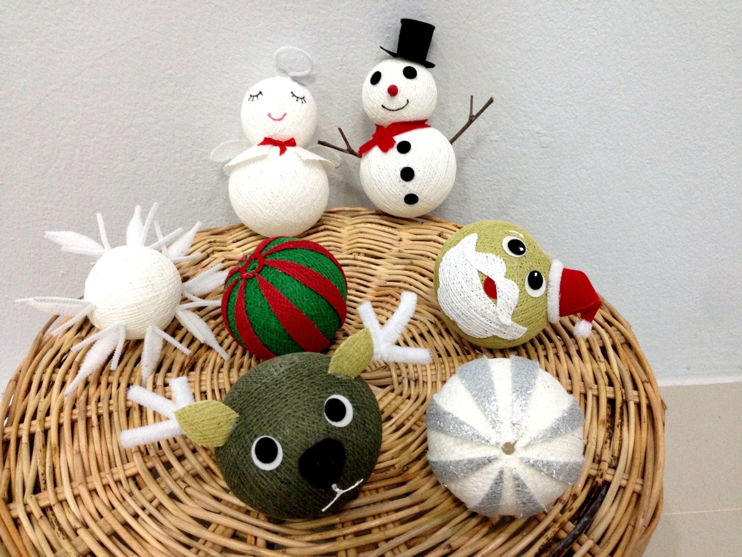 Christmas Set Cotton Ball String Lights Cotton Ball String | Etsy