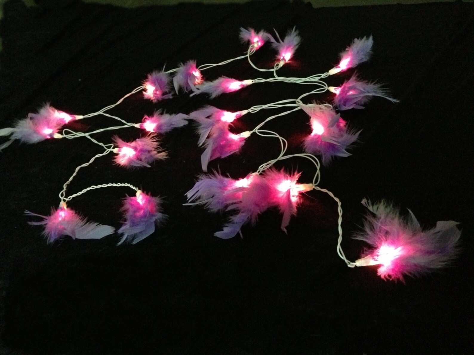 20 Bulbs Purple Fluffy Feather String Lights for - Etsy
