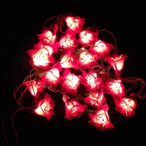 Red Flower With Leaf String Lights for Patioweddingparty and - Etsy