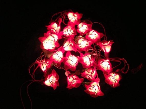 Red Flower With Leaf String Lights for Patioweddingparty and - Etsy